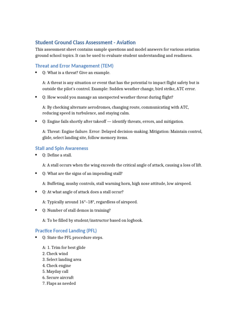 Aviation Ground School Assessment Guide | PDF | Transponder ...