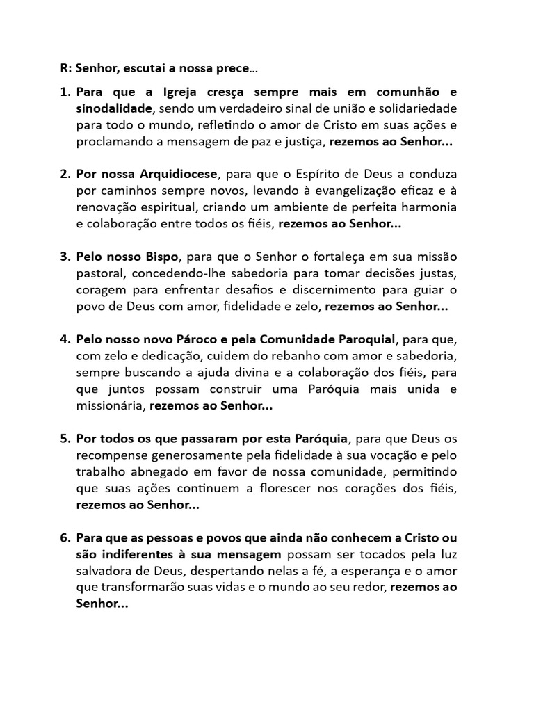 Preces da Comunidade pela Igreja | PDF