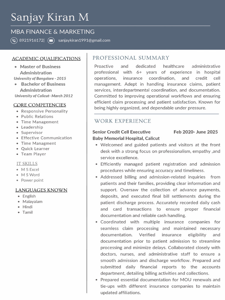 Sanjay Kiran CV | PDF