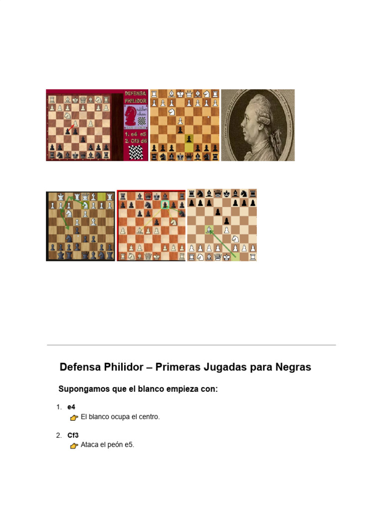 ♟️ Defensa Philidor - + partida de morphy Google Docs (1) | PDF | Aperturas de ajedrez | Juegos ...