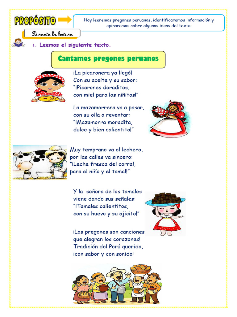 Comunicacion Leemos PREGONES PERUANOS 08-07-2025 | PDF | Cocina ...