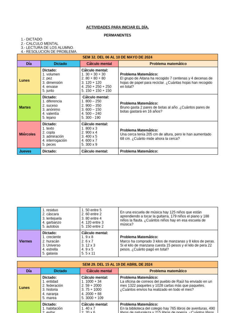 Actividades Diarias para Imprimir Gratis | PDF