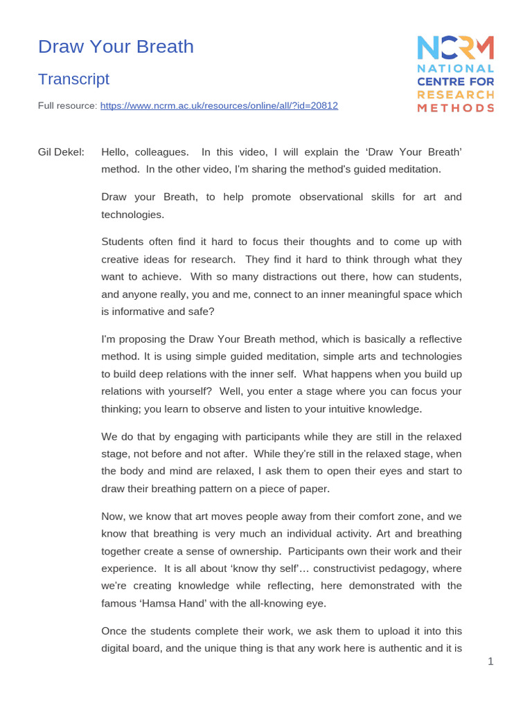Draw Your Breath Method Explained | PDF | Meditation | Psychological ...