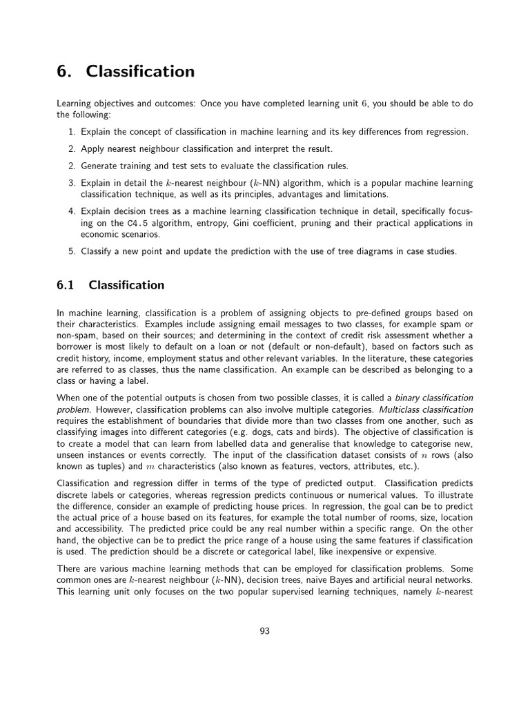 DSC2608 Learning - Unit - 6 | PDF | Statistical Classification ...