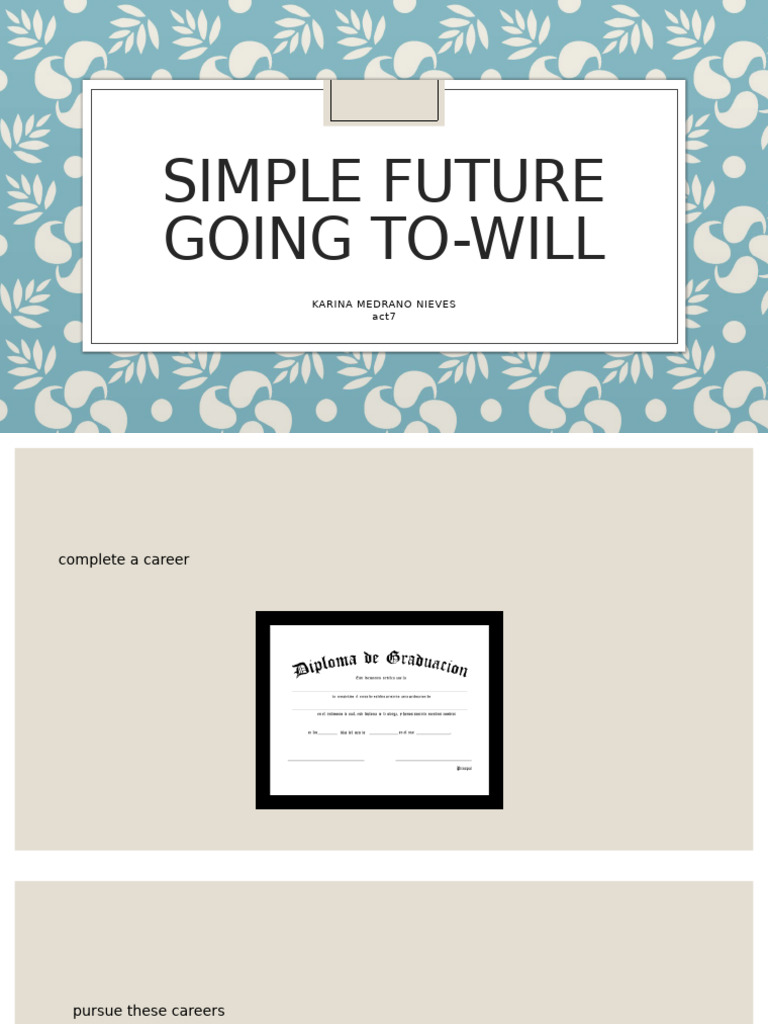 Simple Future Going To-Will - Act7 | PDF