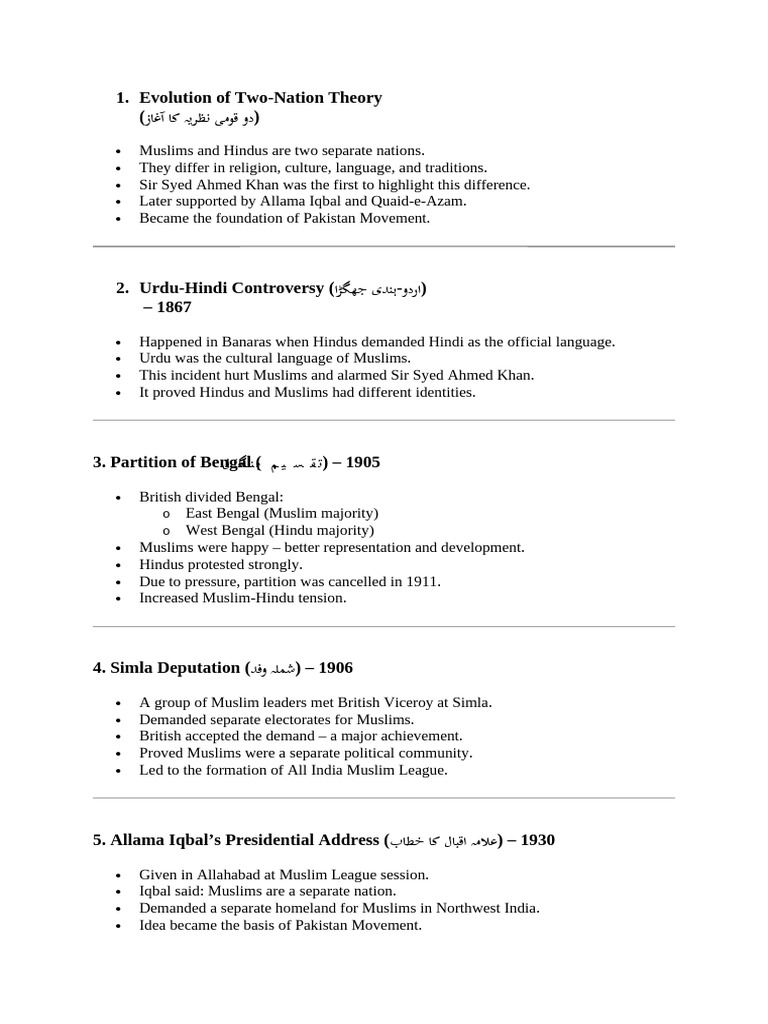 Evolution of Two-Nation Theory | PDF