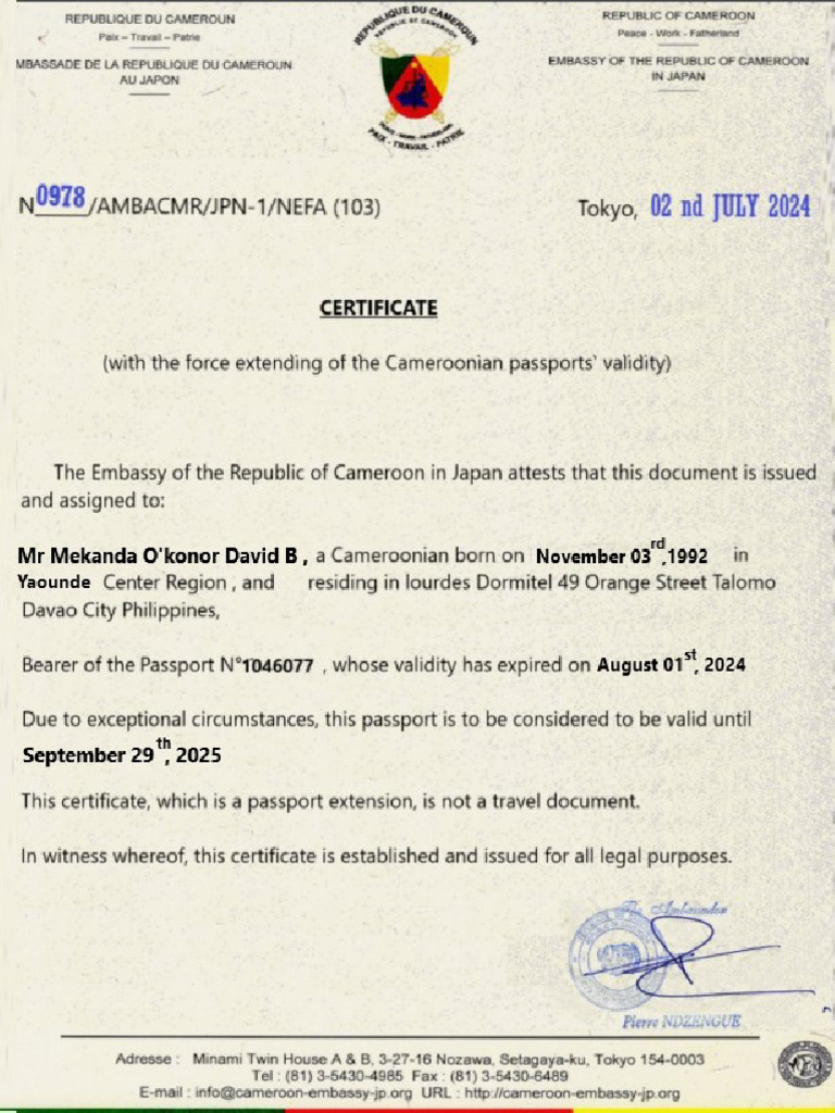 Embassy Certificate | PDF