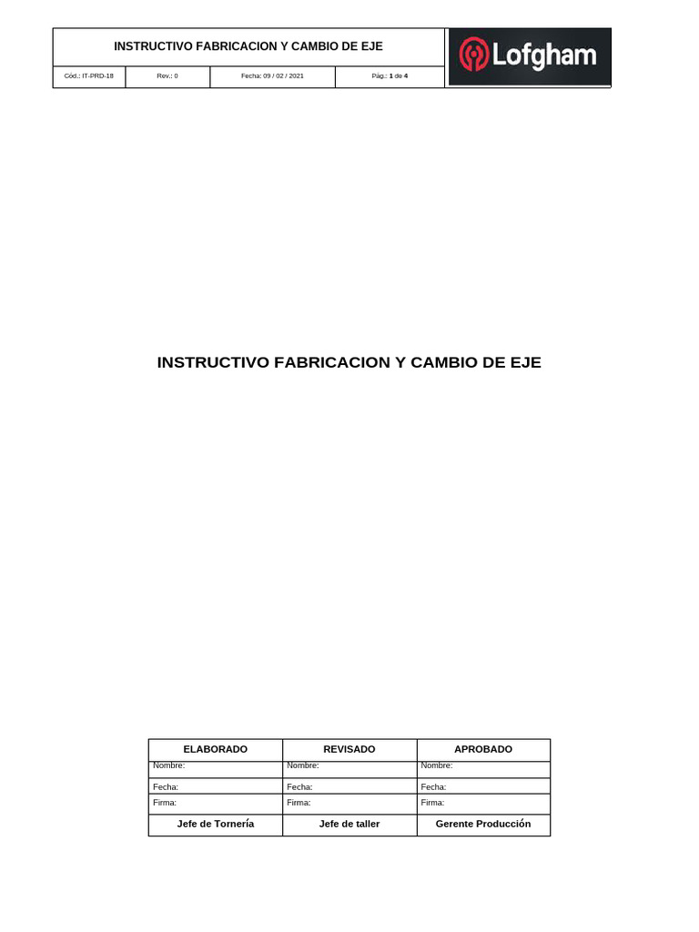 It-prd-18 Instructivo Fabricacion y Cambio de Eje | PDF | Soldadura | Construcción