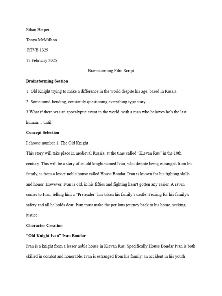 Brainstorming Film Script | PDF