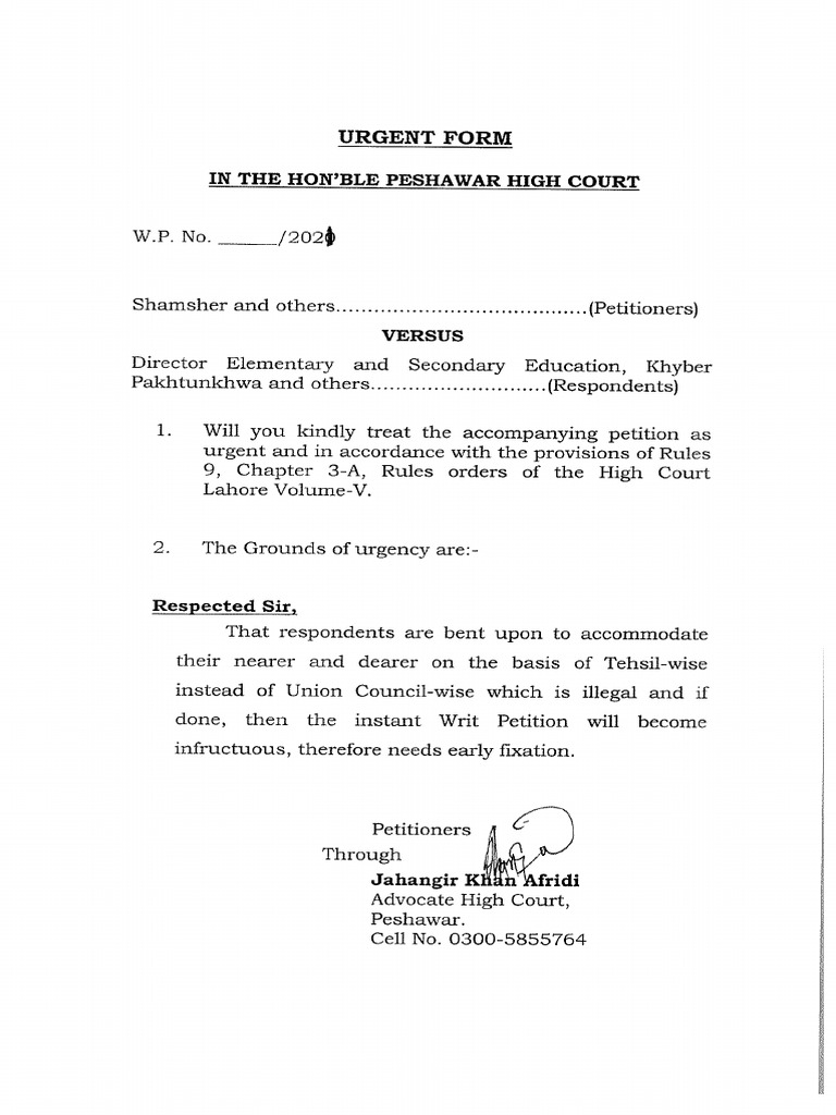 Wp5266-2021 Shamsher Vs Govt CF | PDF