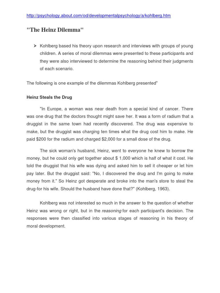 The Heinz Dilemma | Morality | Cognitive Science