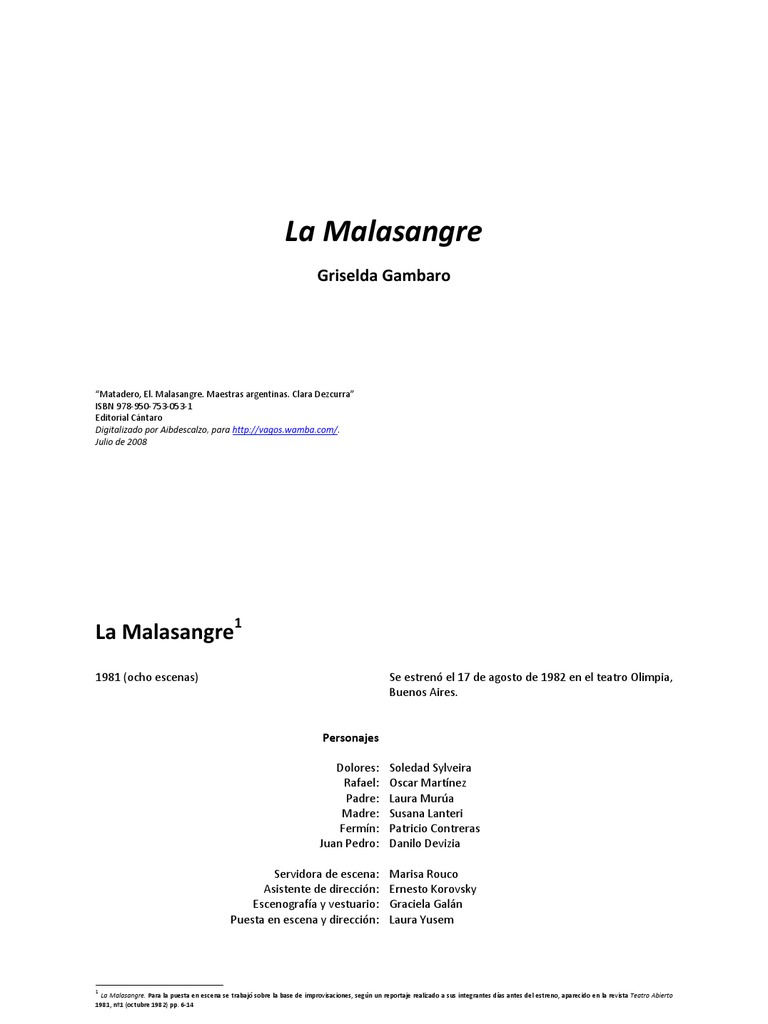 La Malasangre - Gambaro | PDF | Perdón | Science