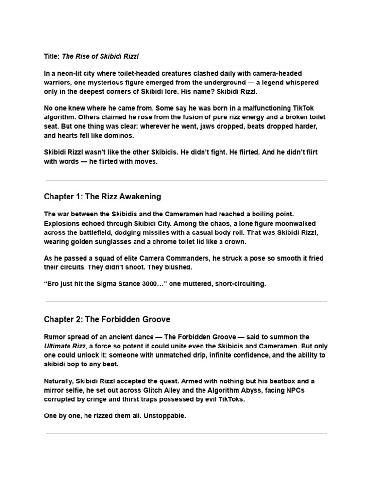 Title - The Rise of Skibidi Rizzl | PDF