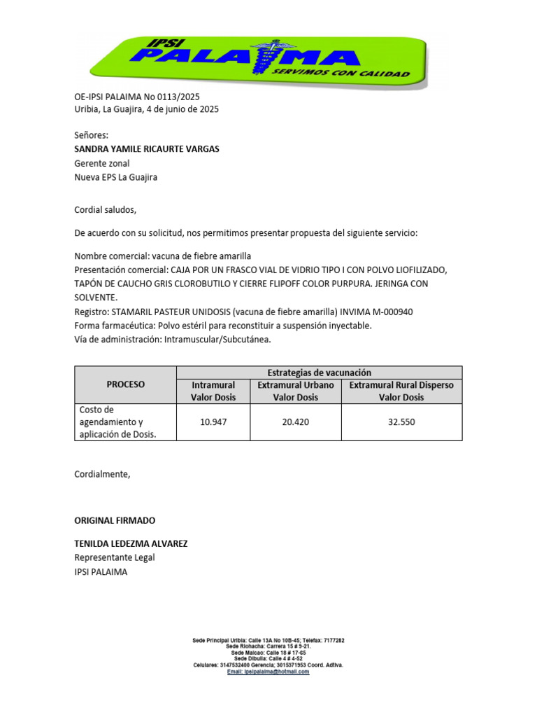 OE-IPSI PALAIMA No 01132025 Acciones de Fortalecimiento para La ...
