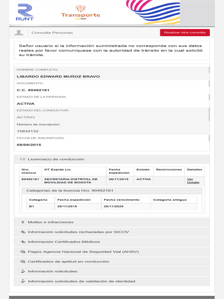 900165581consulta Ciudadano - RUNT | PDF