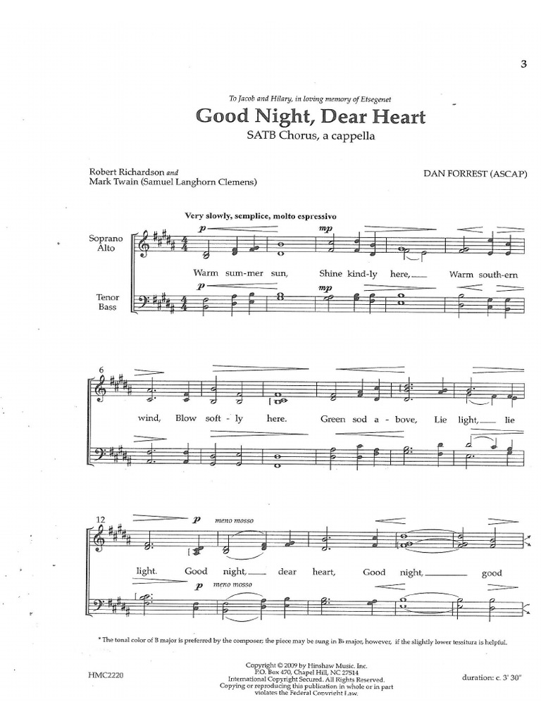 Good Night Dear Heart | PDF
