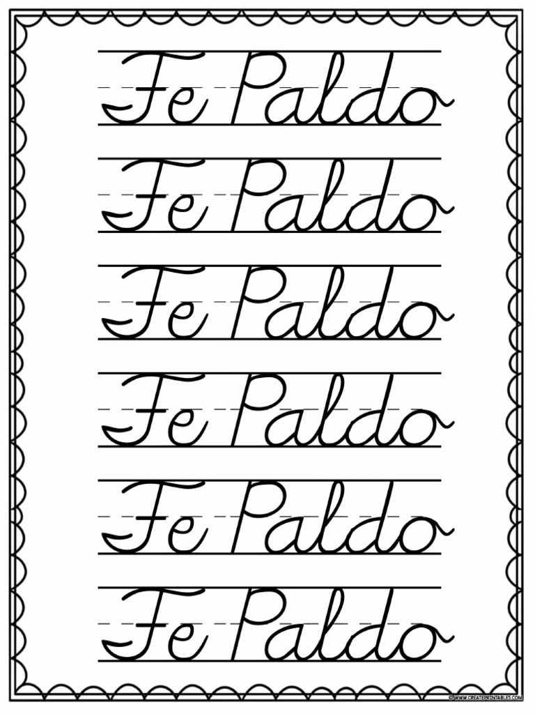 Cursive Name Tracing Worksheet 00A4 F65B F674 | PDF