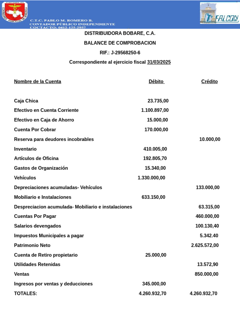 Formato Balance Comprobacion | PDF