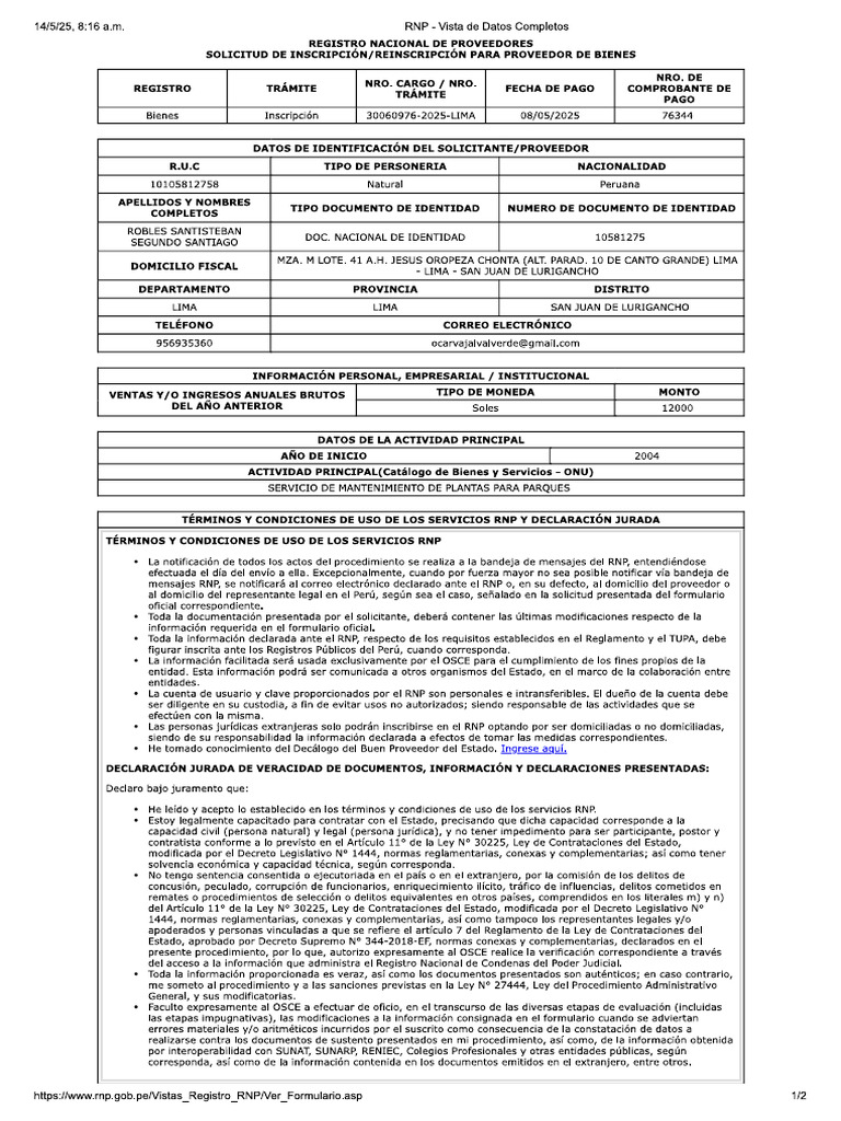 RNP - Vista de Datos Completos | PDF