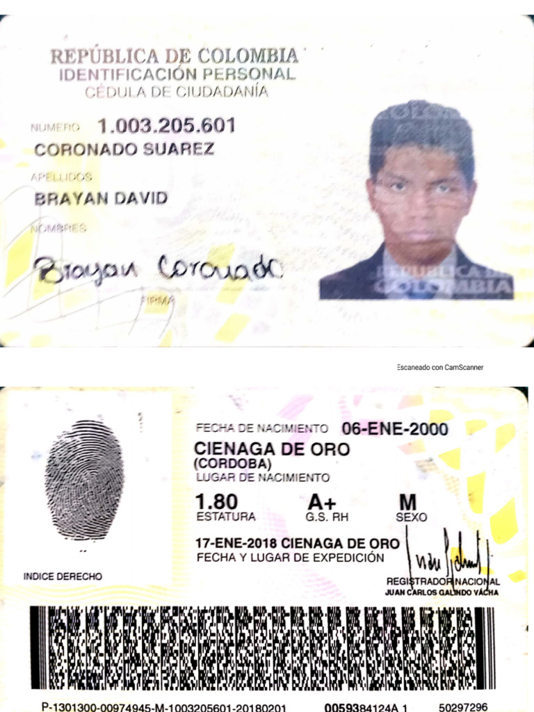 Cédula Brayan Coronado | PDF