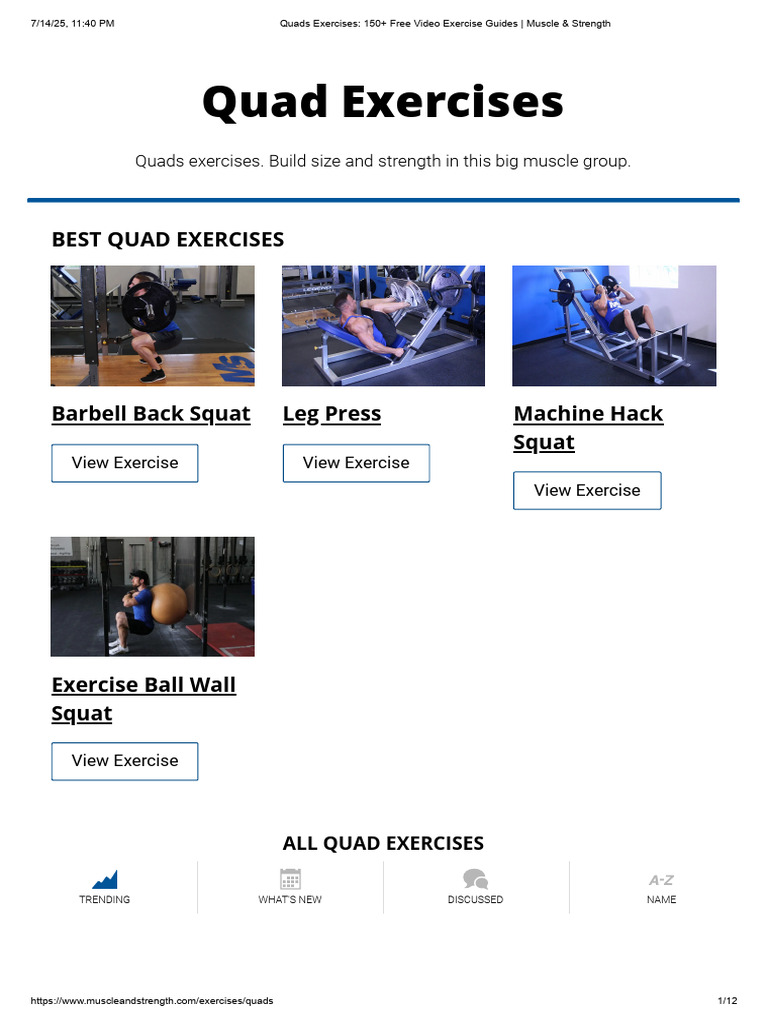 Quads Exercises - 150+ Free Video Exercise Guides - Muscle & Strength 3 | PDF | Strength ...