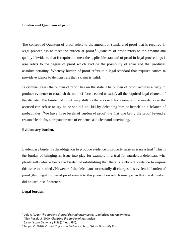 Understanding Burden and Quantum of Proof | PDF | Burden Of Proof (Law ...