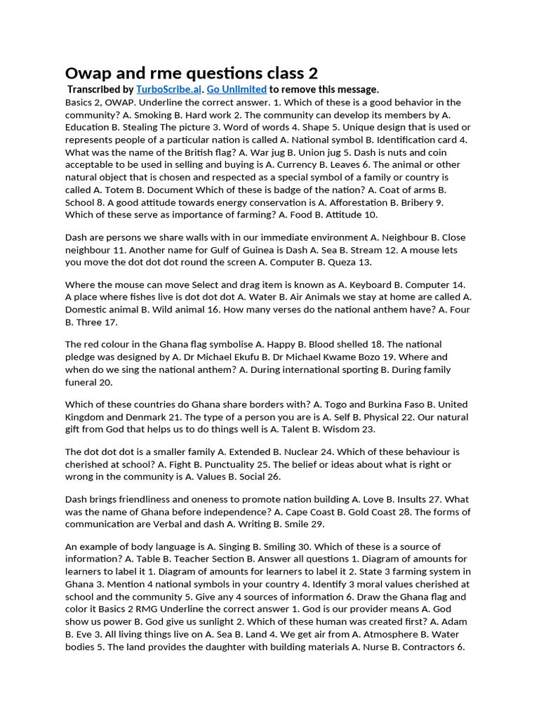 Owap and Rme Questions Class 2 | PDF | Sacrifice | Prayer