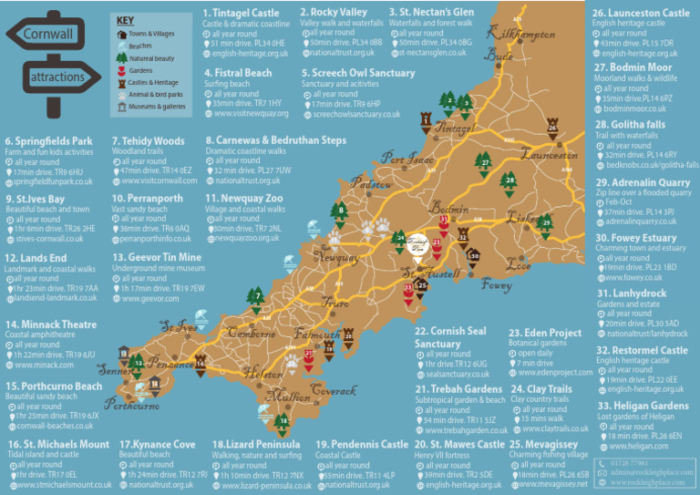 Cornwall Attractions Map Editable | PDF | Cornwall
