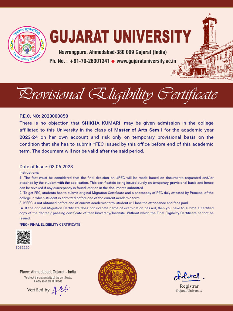 Pec Certificate-1 | PDF