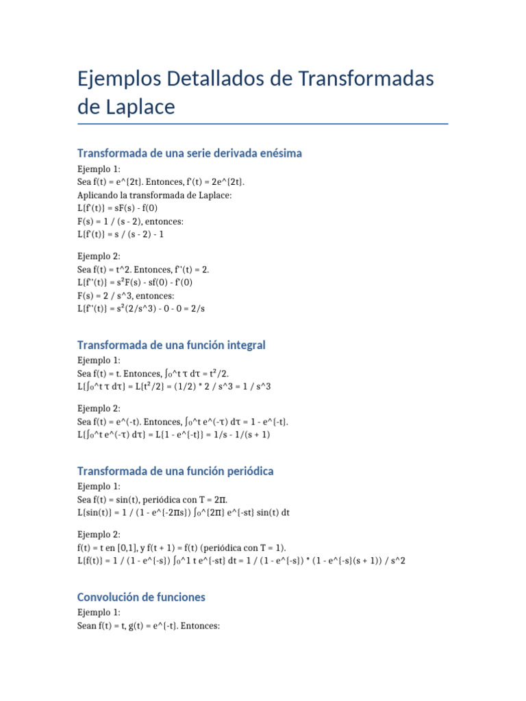 Ejemplos Detallados Transformadas Laplace | PDF