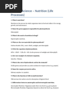 Class 10 Nutrition Study Notes | PDF