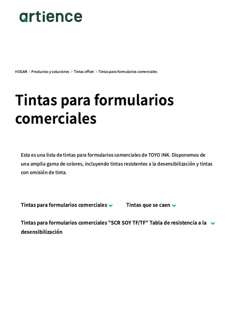 Inks For Business Form - Products - Solutions - Artience | PDF | Rojo ...