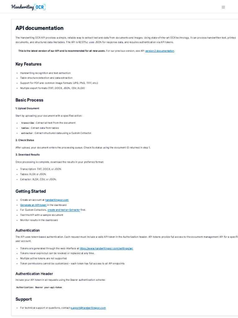 Handwriting OCR API Documentation | PDF | Optical Character Recognition ...
