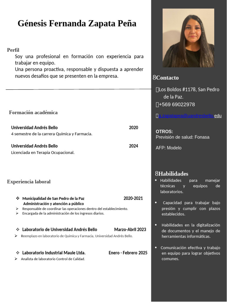 Curriculum Genesis Zapata P. | PDF | Laboratorios