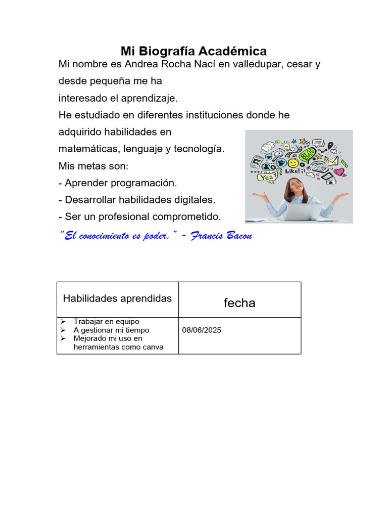 Mi Biografía Académica | PDF