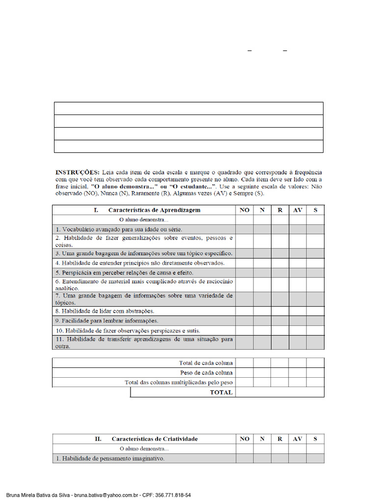 Escala de Renzulli (SRBCSS-R) | PDF