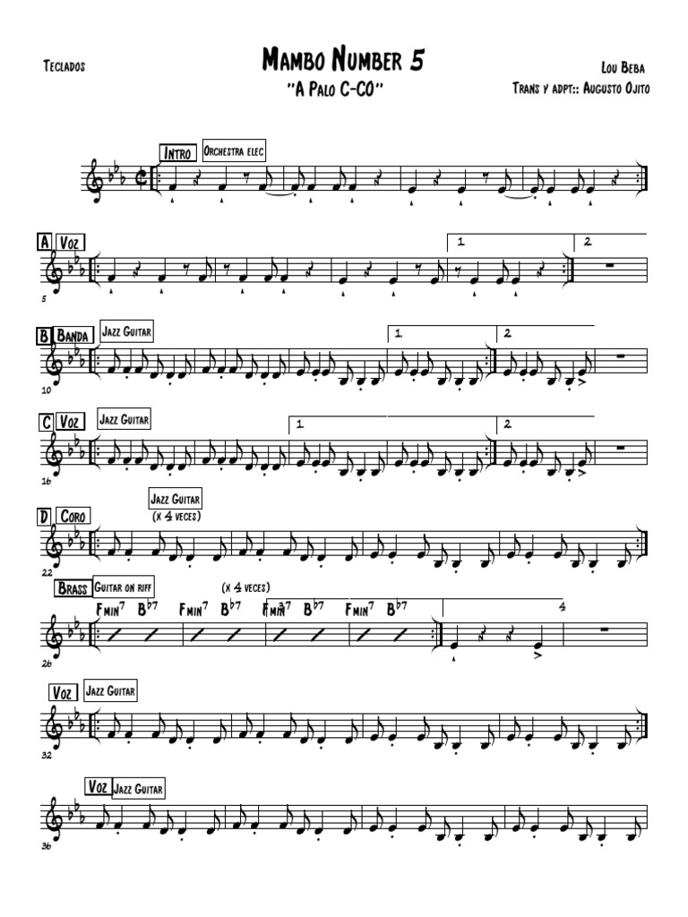 Mambo No.5 - Teclados | PDF