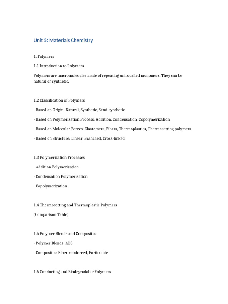 Unit 5 Materials Chemistry | PDF