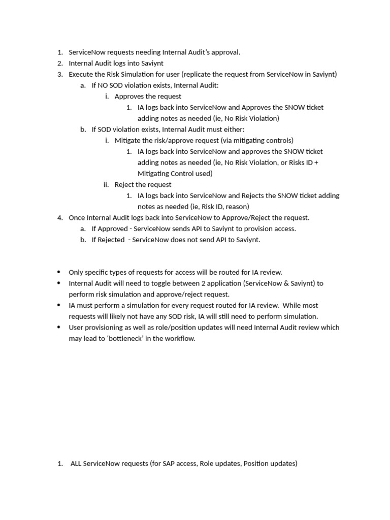 ServiceNow Audit Process for Access Requests | PDF | Internal Audit ...