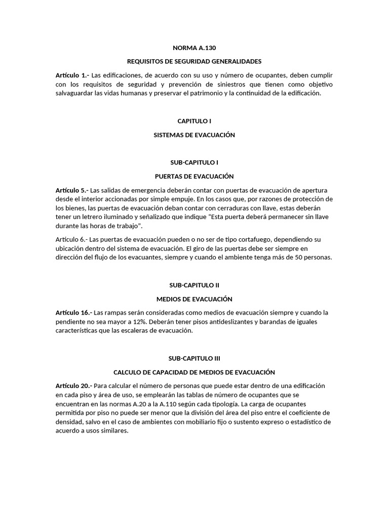 Norma A.130 - Requisitos de Seguridad | PDF | edificio