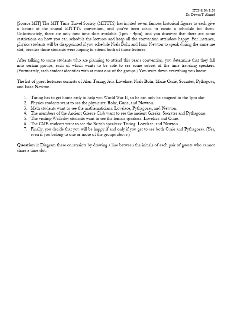 17 - Csp-Lecture Schedule Problem - Backtracking | PDF