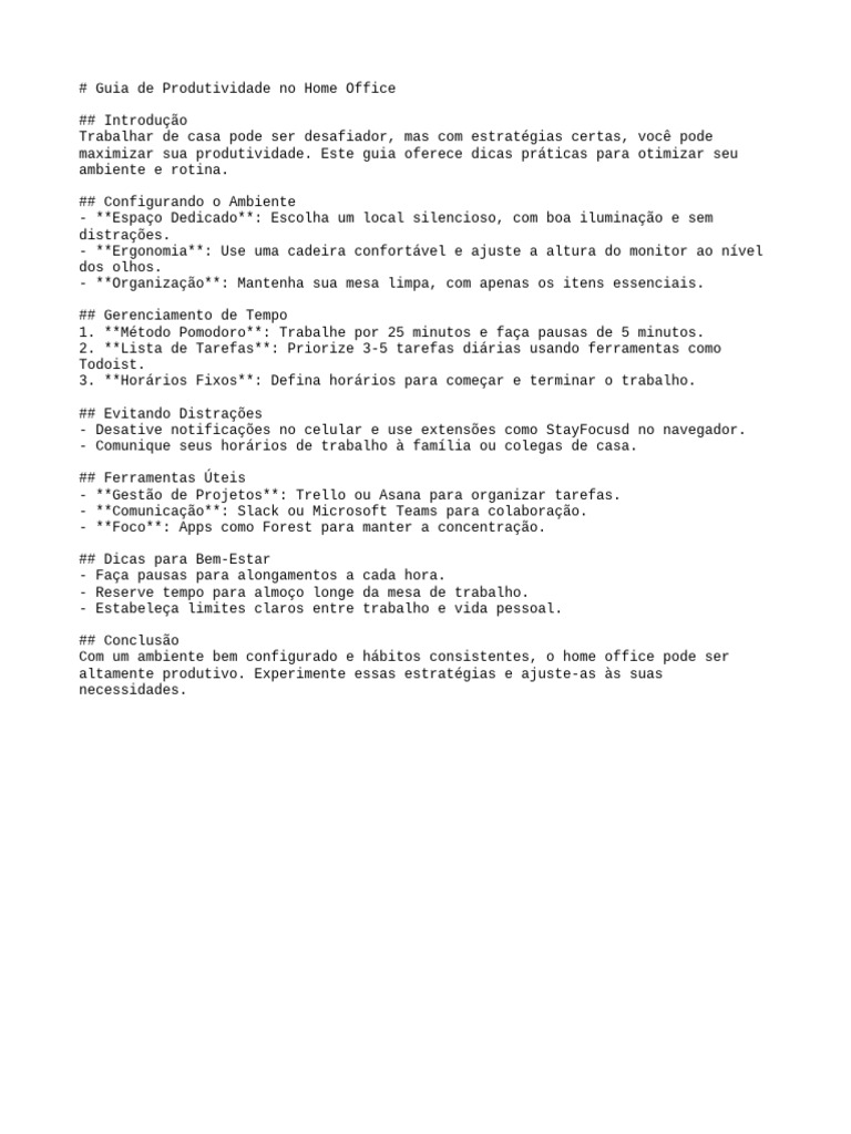 Guia de Produtividade No Home Office | PDF