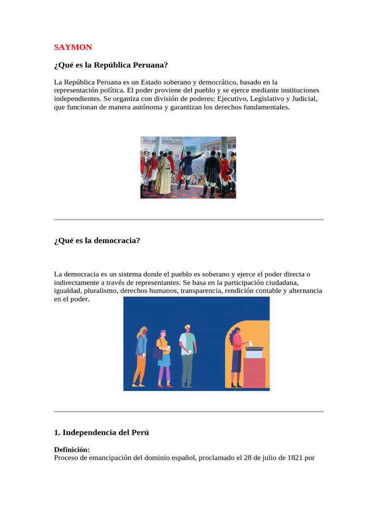 Concepto de la República Peruana | PDF | Perú | Democracia