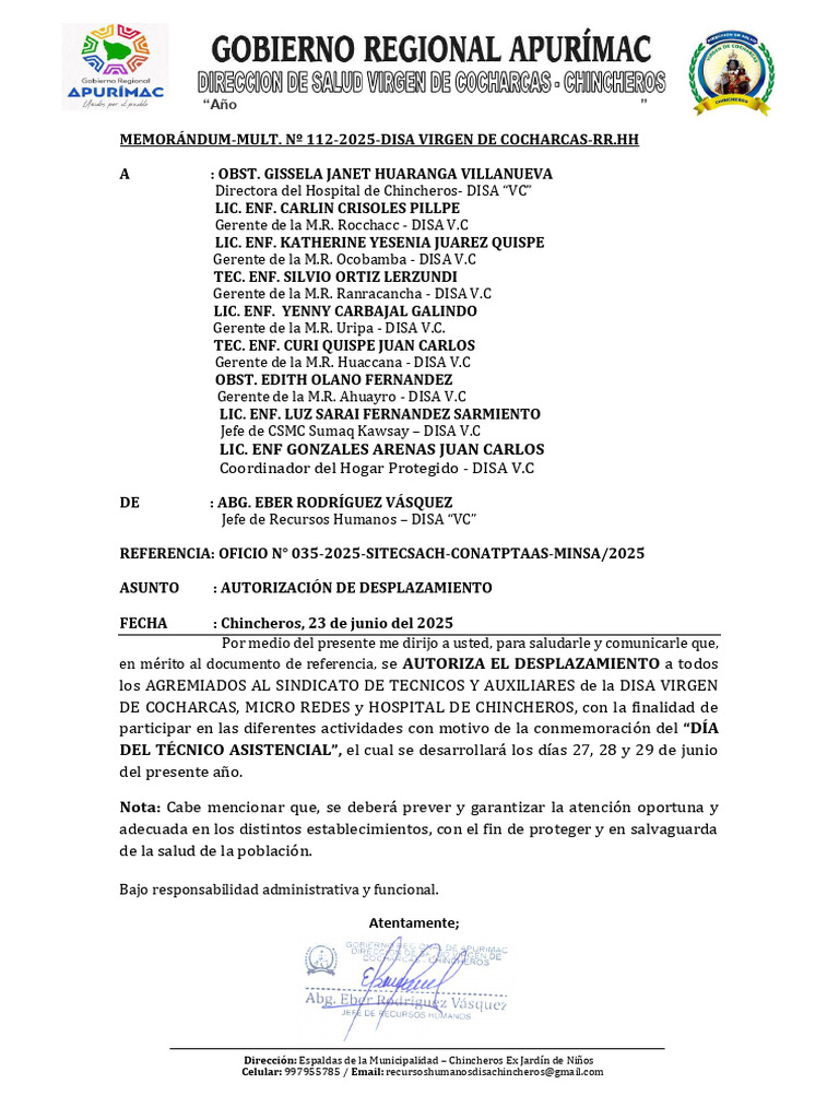 Convocatoria DISA Chincheros 2025 | PDF