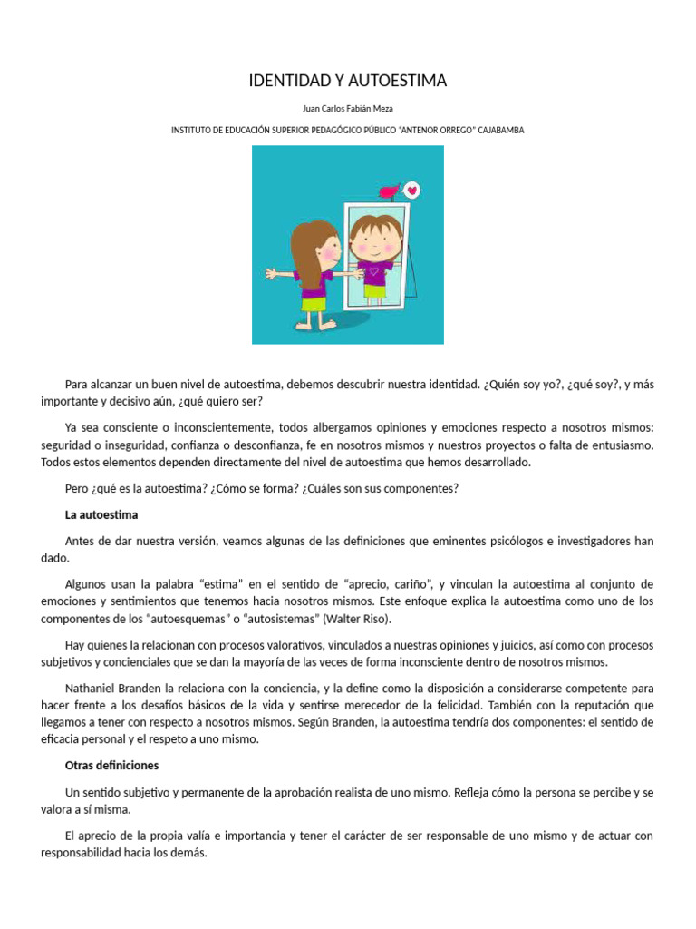 Identidad y Autoestima: Claves para Crecer | PDF | Autoestima | Adultos