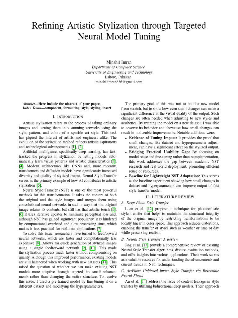 Refining Artistic Stylization Through Targeted Neural Model Tuning ...