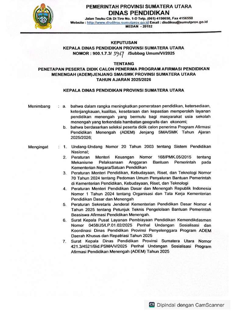 SK Penetapan Peserta Didik Calon Penerima Program ADEM Jenjang SMASMK ...