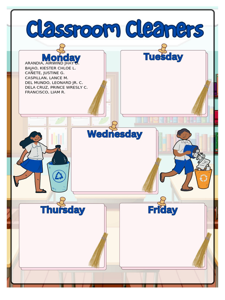 Grade 2 Classroom Cleaners List | PDF