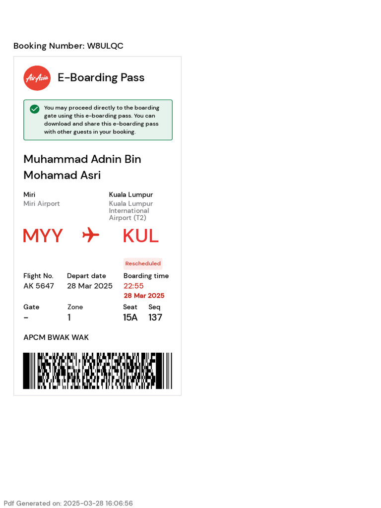 BoardingPass W8ULQC Muhammad Adnin 1361981325 (MYY-KUL) 1743149255614 | PDF