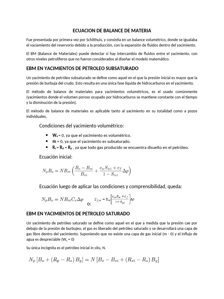 Ecuacion de Balance de Materia | PDF